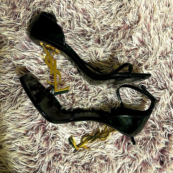 Yves Saint Laurent | Shoes | Opyum Ysl Logoheel Sandals With Golden ...
